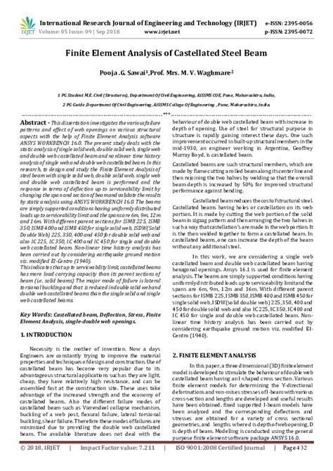 Pdf Irjet Finite Element Analysis Of Castellated Steel Beam