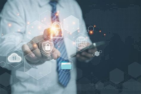 Premium Photo Firewall Interface Protection And Cyber Security Businessman Touching Virtual