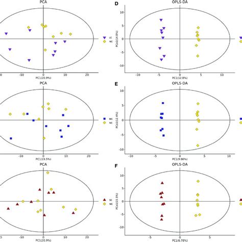 The Pca Scores Plots Opls Da Scores Plots And Response Permutation