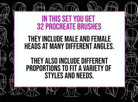 Procreate Head Poses Portrait Guides Face Stamps Digital Download Etsy