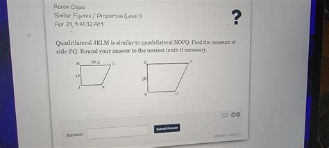 Answered Quadrilateral JKLM Is Similar To Bartleby