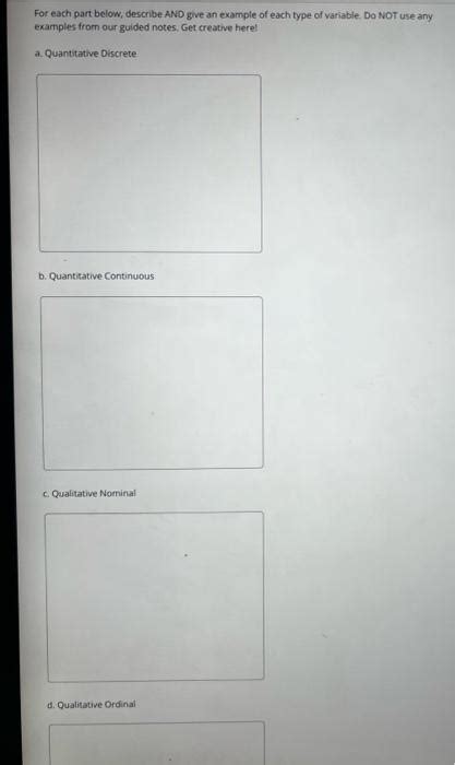 Solved For Each Part Below Describe And Give An Example Of