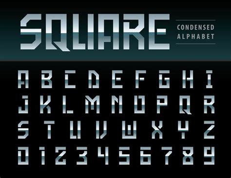 Modern Square Alphabet Letters And Numbers 673489 Vector Art At Vecteezy