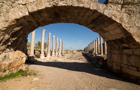 Rows Of Columns In Perge Antalya Turkey Remains Of Colonnaded Street