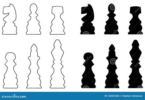 Chess Silhouette Two Player Strategy Board Game Played On A Chessboard Stock Vector