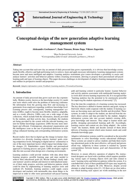 Pdf Conceptual Design Of The New Generation Adaptive Learning Management System