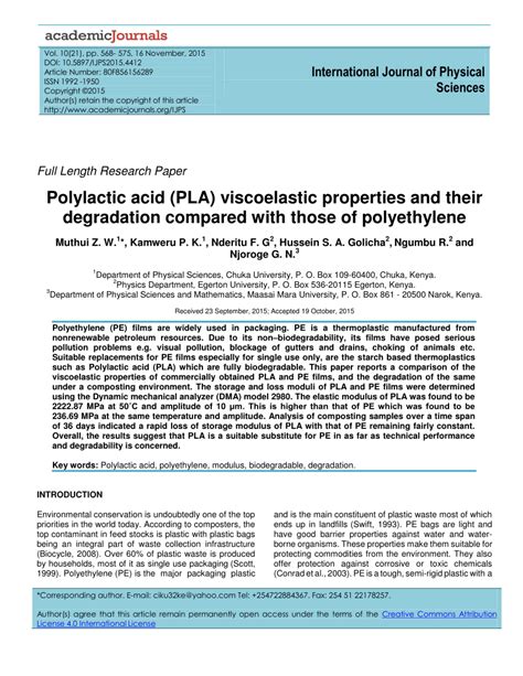 Pdf Polylactic Acid Pla Viscoelastic Properties And Their