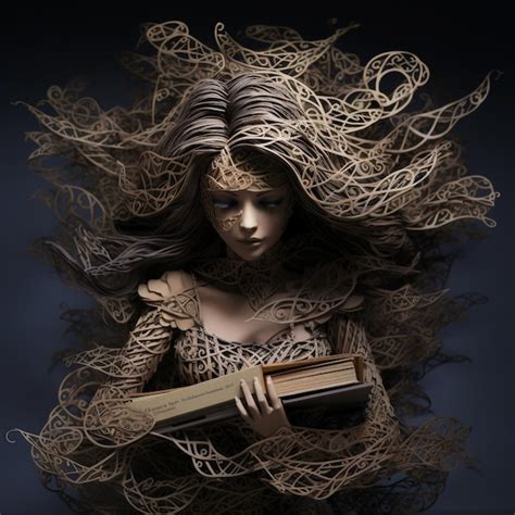 Uvre D Art Fascinante Repr Sentant Un Sculpteur De Livres Tissant Des Fils D Licats Partir D