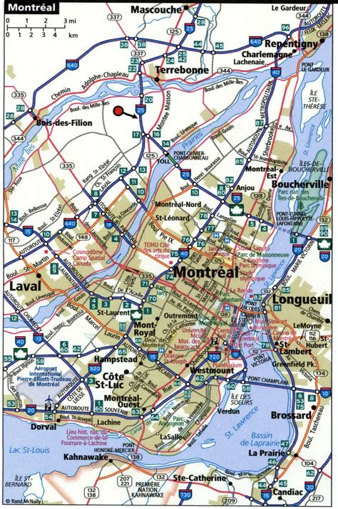 Montreal City Road Map For Truck Drivers Area Town Toll Free Highways