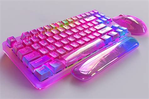 Pink And Blue Iridescent Keyboard And Mouse Set Stock Photo Image Of Gadget Visually