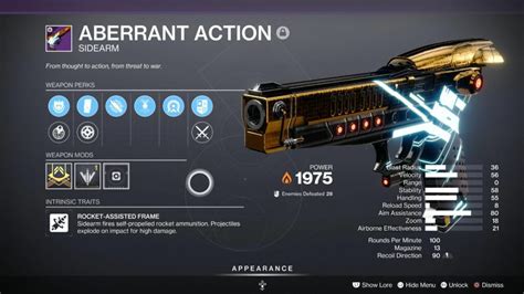 Destiny 2 Aberrant Action God Roll Rocket Assisted Frame One Esports