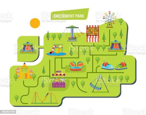 Carousels 롤러 코스터 명소와 어린이 위한 놀이 공원 공원에 대한 스톡 벡터 아트 및 기타 이미지 공원 트램폴린 풍경 Istock
