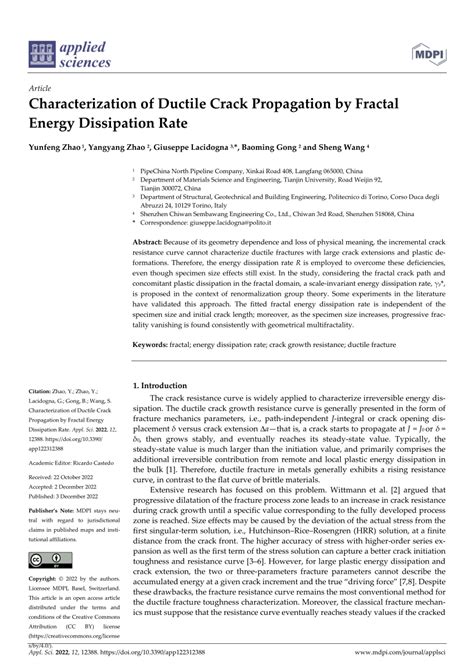 Pdf Characterization Of Ductile Crack Propagation By Fractal Energy