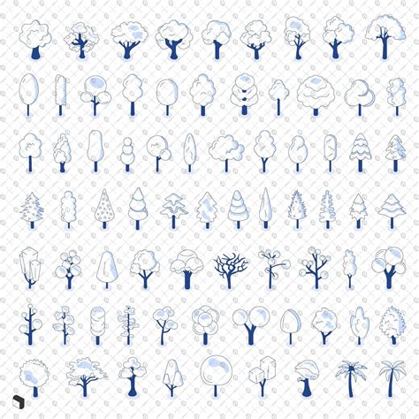 Axonometric Cad Tiny Trees Toffu Co In 2025 Tree Drawing Vector Drawing Photoshop Software