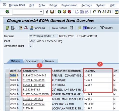 Bill Of Material BoM In SAP PP Create Change Display