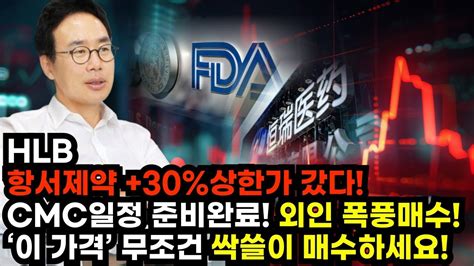 🔥 Hlb 에이치엘비 긴급 항성제약 30상한가 갔다 Cmc일정 준비완료 연말 산타랠리 터진다 반드시 버텨야 합니다 이 가격부터 폭등흐름 반드시 나올겁니다