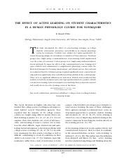 The Effect Of Active Learning On Student Characteristics In A Course Hero