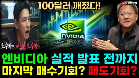 힐링여행자 미국 주식 브리핑 경기 침체 과민반응 100달러 깨진 엔비디아 실적 발표일 전까지 마지막 매수기회 매도기회