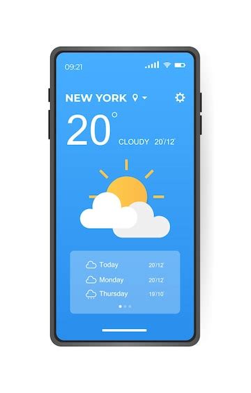 Premium Vector Mobile Weather App Interface Design Gui Elements For