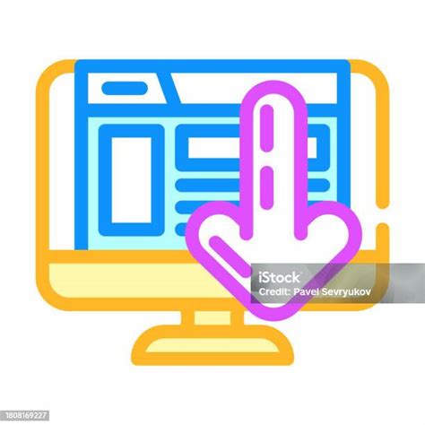 휴대용 퍼스널 컴퓨터 아래쪽 화살표 다운로드 웹 사이트 색상 아이콘 벡터 일러스트 레이 션 0명에 대한 스톡 벡터 아트 및 기타