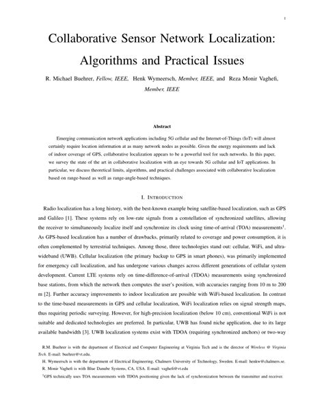 pdf collaborative sensor network localization algorithms and