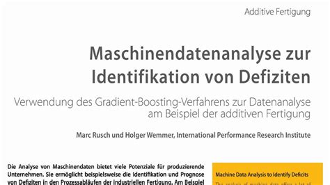 Machine Data Analysis To Identify Deficits Industry 40 Science