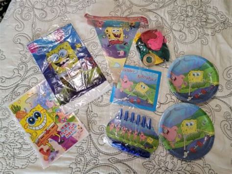 Spongebob Birthday Party Set Invites Tablecloth Plates Balloons And More Ebay