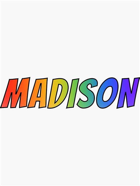Madison First Name Rainbow Gradient Pattern Sticker By Aponx