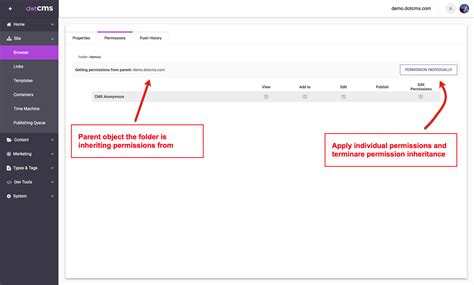 Folder Permissions Dotcms Dev Site