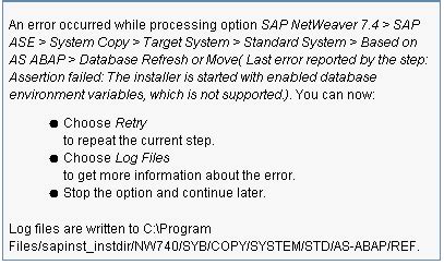Solved System Refresh With Backup Restore Method On ASE D SAP Community