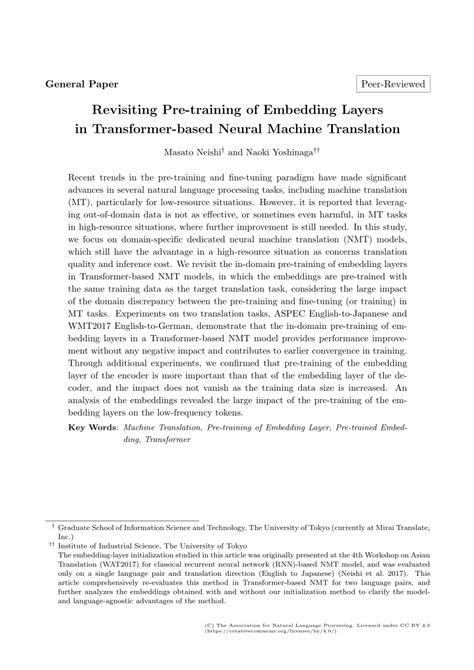 Pdf Revisiting Pre Training Of Embedding Layers In Transformer Based Neural Machine Translation