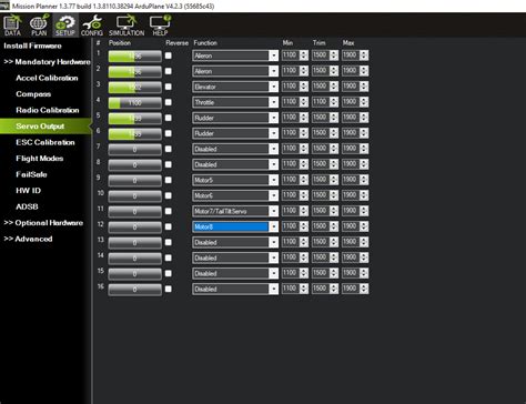 Not Getting Servo Output In Mp For Vtol Quadplane Vertical Motors