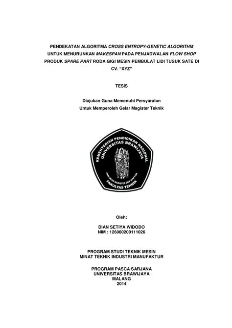 PDF PENDEKATAN ALGORITMA CROSS ENTROPY GENETIC ALGORITHM UNTUK MENURUNKAN MAKESPAN PADA