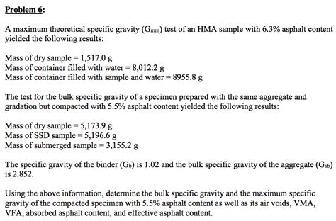 Solved A Maximum Theoretical Specific Gravity G Mm Test Of Chegg