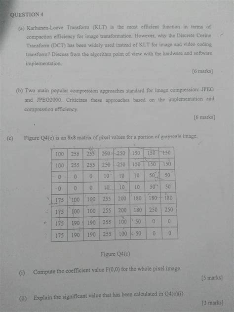 Question A Karhunen Loeve Transform Klt Is The