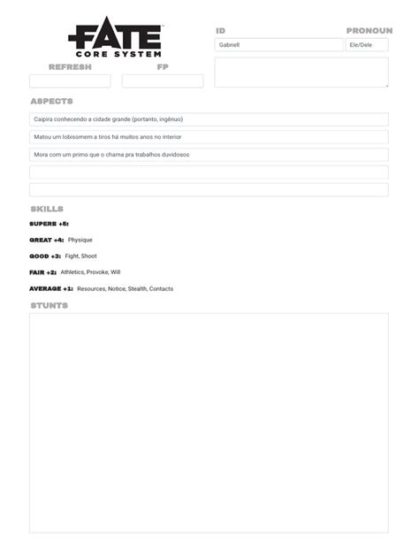 Null Fate Character Sheet 1 Pdf