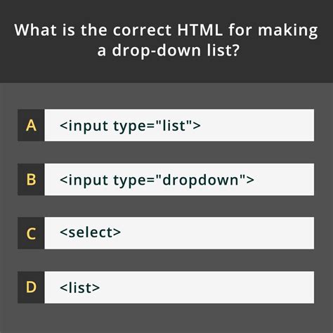 Whats The Correct Html Tag For Making A Dropdown List Html Html5 Frontend Code