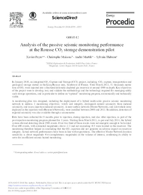 Pdf Monitoring Performance In Co2 Storage Pilot