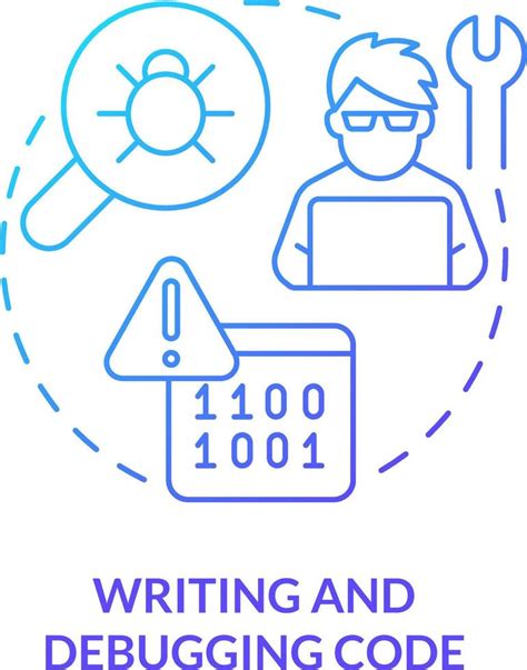 Writing And Debugging Code Blue Gradient Concept Icon Detect And