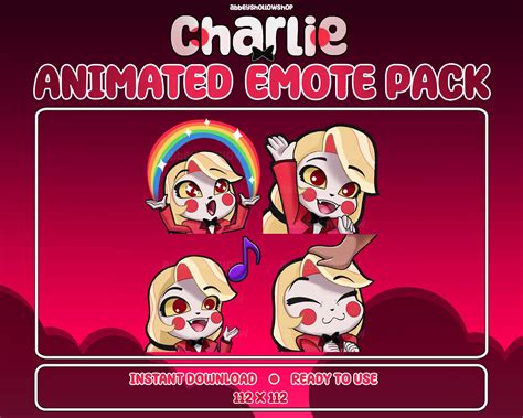 Animated Hazbin Hotel Charlie Premade Emote Pack 4 Twitch Emotes Discord Emotes Etsy