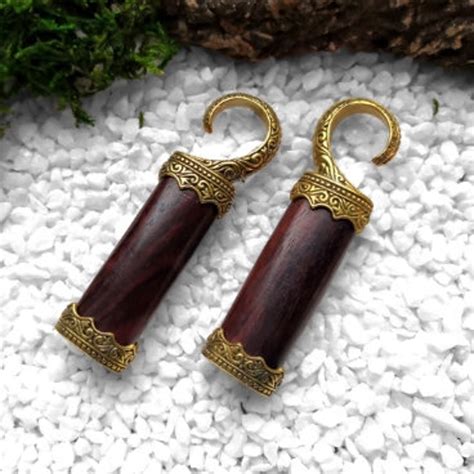 Satyr Weights Narra Wood And Brass Earweights Jewellery For Stretched