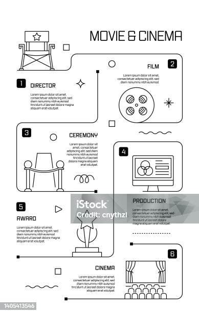 시네마 및 영화 관련 벡터 배너 디자인 컨셉 아이콘이 있는 모던 라인 스타일 형판에 대한 스톡 벡터 아트 및 기타 이미지 형판 스케치 웹페이지 Istock