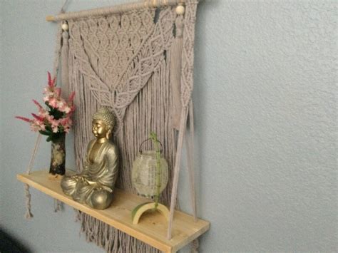 macrame wall shelf macrame display shelf floating shelf etsy