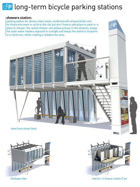 Long Term Bicycle Parking Stations Contêineres Chuveiro Cidade