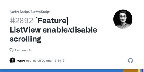 [feature] listview enable disable scrolling · issue 2892 · nativescript nativescript · github