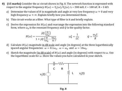 Solved Marks Consider The Ac Circuit Shown In Fig Chegg