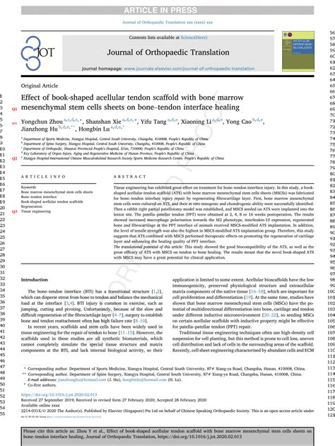 Pdf Effect Of Book Shaped Acellular Tendon Scaffold With Bone Marrow Mesenchymal Stem Cells