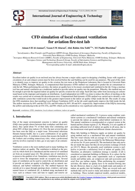 Pdf Cfd Simulation Of Local Exhaust Ventilation For Aviation Fire