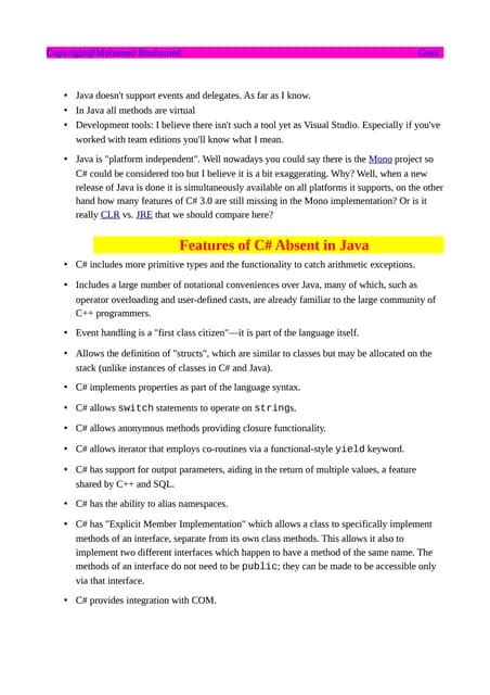 Difference Between Java And C Pdf Programming Languages Computing