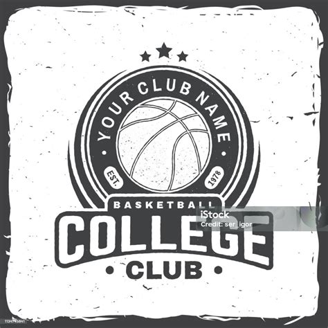 농구 클럽 뱃지 벡터 일러스트입니다 셔츠 프린트 스탬프의 컨셉 농구 링 그물 및 볼 실루엣 빈티지 타이포 그래피 디자인 개념에 대한 스톡 벡터 아트 및 기타 이미지 Istock
